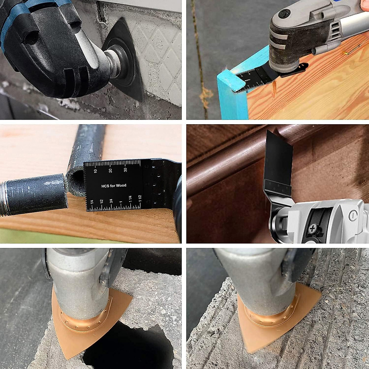 Protoiya 87 PCS Oscillating Tool Blades, Wood Metal Plastic Quick Release Oscillating Multitool Saw Blades Accessories with Sandpaper Compatible with Dewalt, Milwaukee, Makita, Ryobi, Rockwell, Bosch