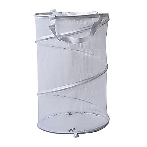 ANTING PRODUCTS Collapsible Laundry Baskets,Mesh Pop up Laundry Hamper,Pop up Hamper for Kids Room,Home, Laundry Room,White/Black Color (1pcs White)