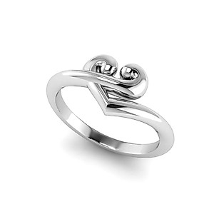 CloseoutWarehouse 925 Sterling Silver Victorian Swirl Heart Ring Size 7
