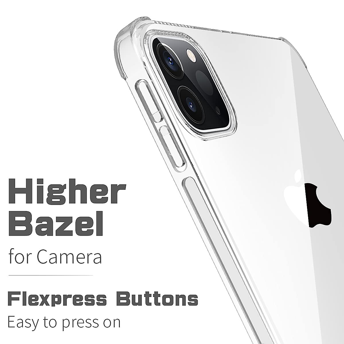 AICase for iPad Pro 12.9 inch 2021 (5th Gen) Clear Shock Absorbing Flexible TPU Protective Cover Transparent Slim Compatible with Pencil for iPad Pro 12.9 2021/2020