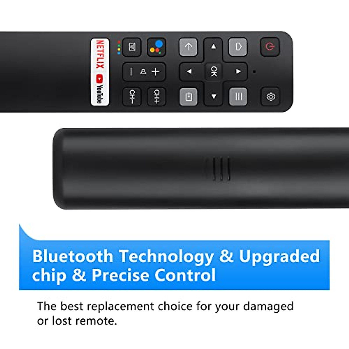 Voice Replacement for TCL-Android-TV-Remote,New Upgraded RC802V for TCL Smart TVs with Google Voice Function,with Netflix,YouTube Buttons