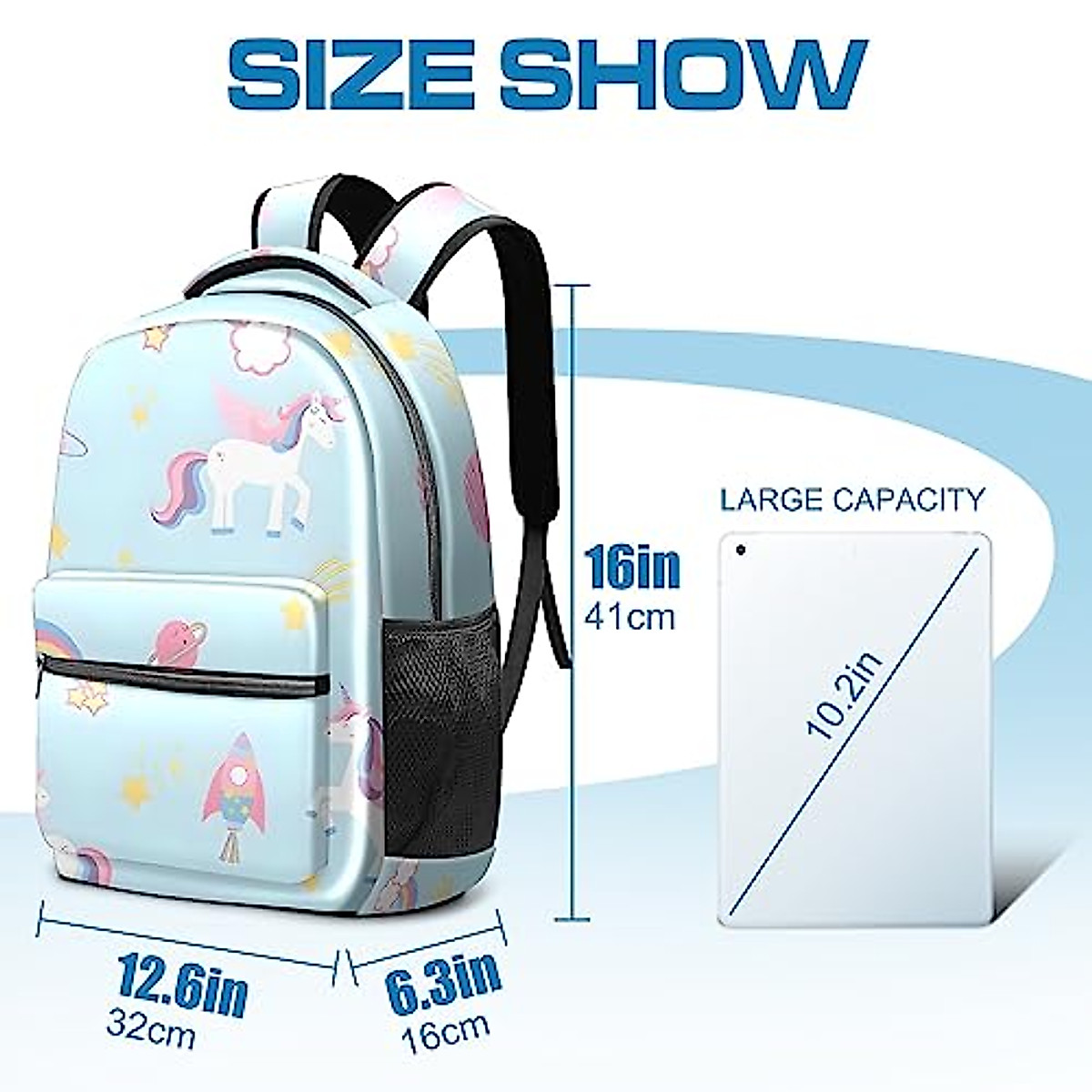 Genhuyiz Backpacks for Boys and Girls Kids Backpacks for School Trips and Outdoor Activities Perfect for Boys and Girls in Preschool Kindergarten and Elementary School 16 Inches (Unicorns)