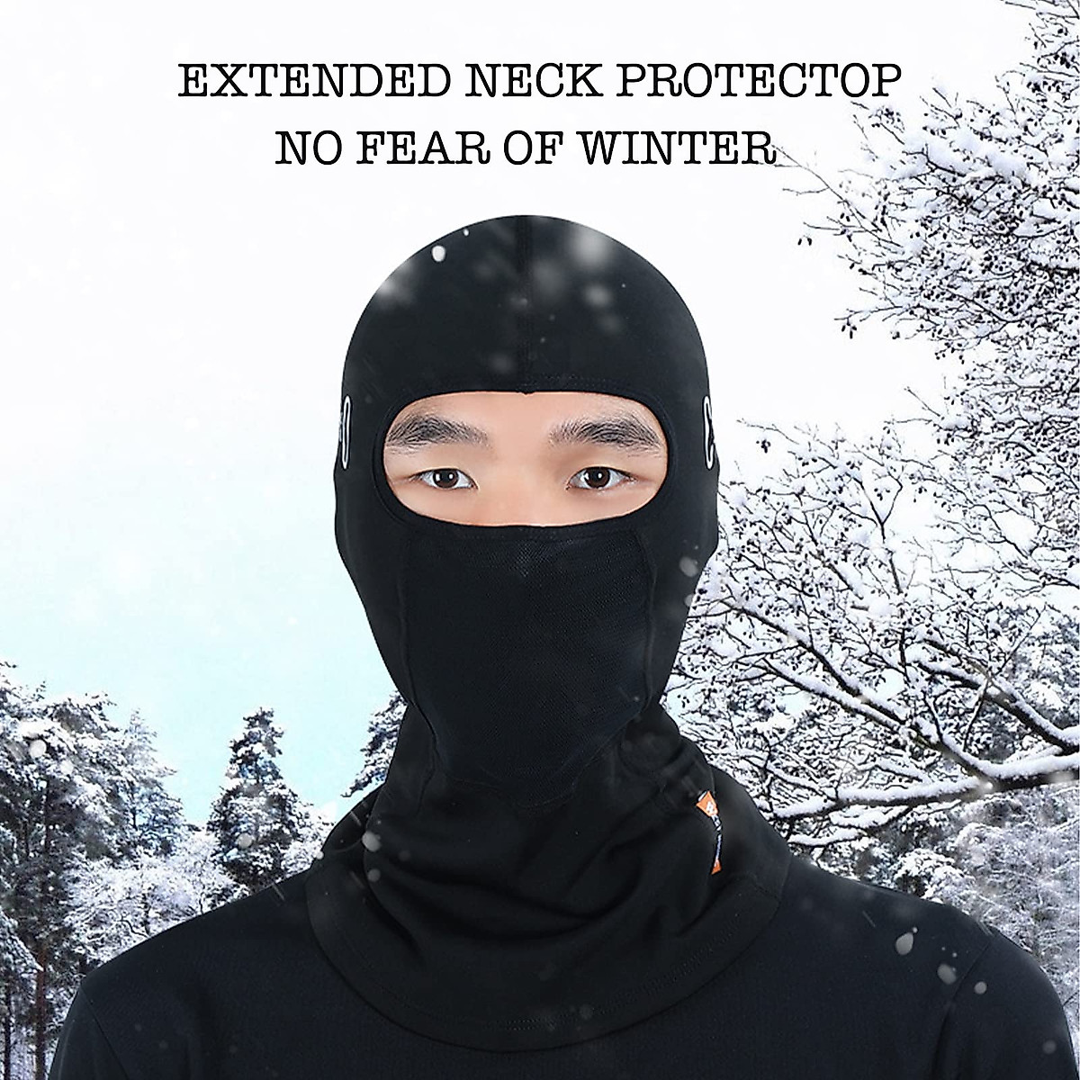 LEICURACE Skull Cap with Glasses Holes Thermal Cycling Helmet Liner Running Beanie for Men Women Black