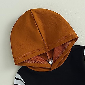 Hoanselay Toddler Baby Boy Color Block Sweatsuit Clothes Long Sleeve Hoodie Sweatshirt Top and Pants Fall Winter Outfit Set (Black, 18-24 Months)