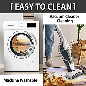 Pardick Forest Sunset Animal Deer Half Round Door mat Non-Slip Soft Half Circle Area Rug Washable Durable Decor Half Moon Hearth Rugs for Floor Indoor Living Room Bedroom Kitchen Fireplace Rug