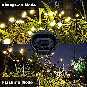Chahot 2 Pack 20 LED Solar Firefly Lights, Solar Powered Garden Lights Outdoor, Starburst Swaying Solar Firefly Lights, Outdoor Waterproof Path Lights for Yard Patio Pathway Decoration, Warm White