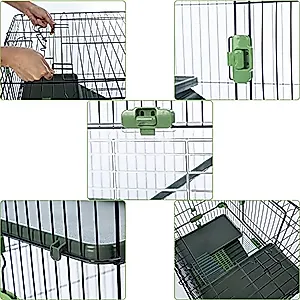 4-Tier Animal Metal Cage Small Cat Cage Height Adjustable Rabbits Cage with Lockable Casters, Pull-Out Tray Fits Rabbits, Chinchillas, Ferrets, Guinea Pigs, Squirrels, Hedgehogs (Green)