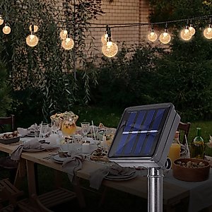 HODLON Solar Lights Outdoor Garden 50 LED 9.5M Waterproof Crystal Ball LED Fairy Lights Outdoor Solar Powered Lights, Decorative Lighting for Home, Garden, Party, Festival Warm White