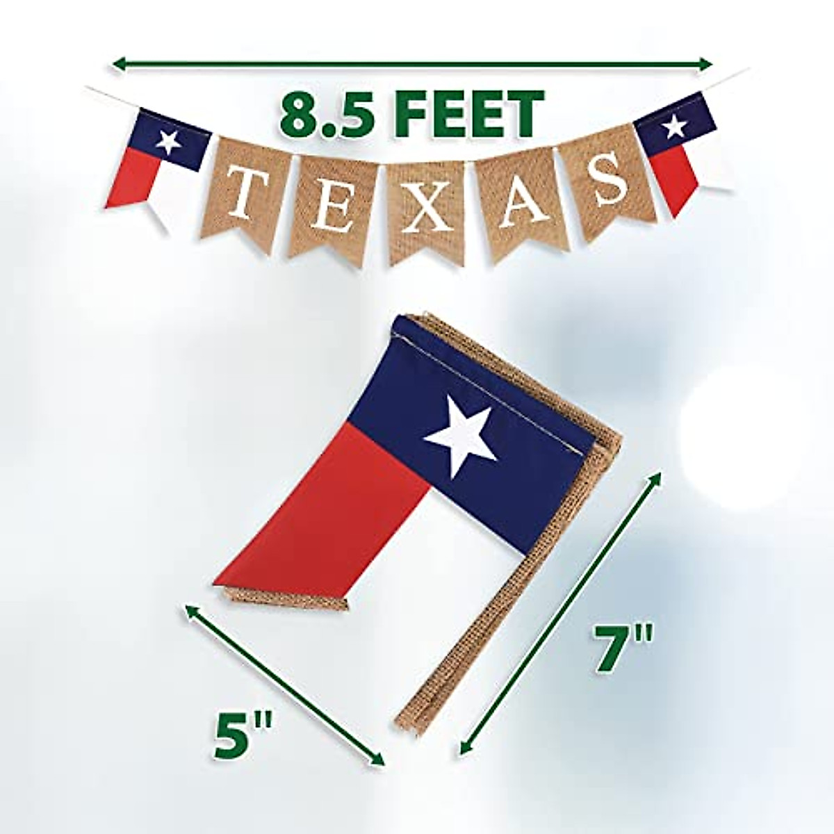 Mandala Crafts Burlap Texas Banner for Texas Themed Party Supplies - Jute Texas Lone Star State Flag TX Pennant for Garden Fence Fireplace Mantel Classroom