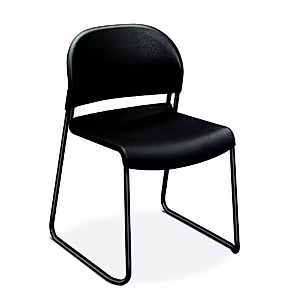 The HON Company Guest Stacker High Density Stacking Chair, Onyx