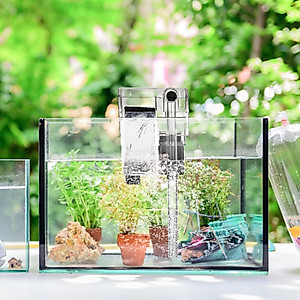 DaToo Aquarium Filter Hang On Waterfall Small Fish Tank Filter Quiet 66GPH 3W Adjustable Fish Tank Filters with Bio-Foam for 2 to 8 Gallons Aquariums