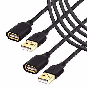 Besgoods USB Extension Cable, 2-Pack USB 2.0 6ft USB to USB Extension Cable Extender Cord - A Male to A Female USB Extension Cord with Gold-Plated Connector – Black