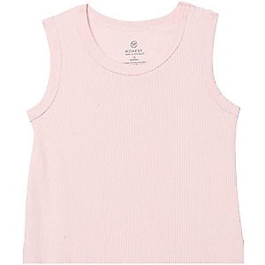 HonestBaby 2-Piece Organic Cotton Rib Romper W/Headband, Jungle Leaves Pink, 3-6 Months