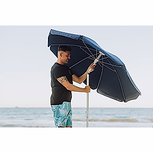 PICNIC TIME Outdoor Canopy Sunshade Beach Umbrella 5.5', Small Patio Umbrella, Beach Chair Umbrella, (Navy Blue)