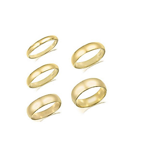 Wedding Bands Solid Real 10K Yellow Gold 4mm Plain Men & Women (9)