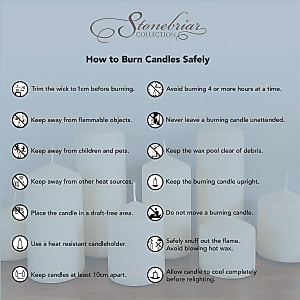 Stonebriar Tall 3x6 Inch Unscented Pillar Candles,White, 6 count