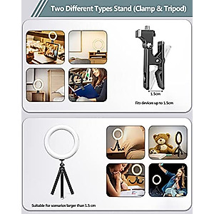Video Conference Lighting Kits, Pnitri 6.3'' Laptop Ring Light with Clip and Tripod, 10 Brightness Level & 3 Light Modes for Lighting/Video Conferencing/Makeup