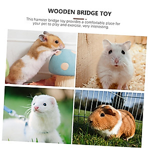 HEALEEP Hamster Toy Bridge Hedgehog Ladder Hamster Chew Toys Guinea Ramp Chinchilla Climbing Ladder Slide for Hamster Bridge Decor Hamster Accessories Wooden Rabbit Arch Bridge