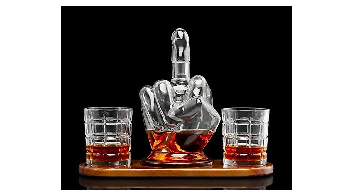 Middle Finger Whiskey Decanter Set - Unique Gift for Men