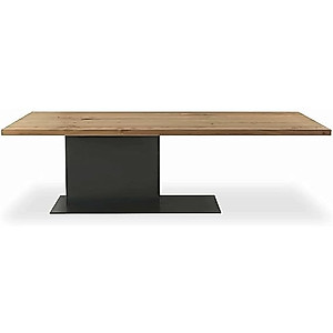 LAKIQ 837314 Solid Wood Kitchen Dining Table Modern Island Dining Table Minimalist Kitchen Table with Pedestal Base for Dining Room Living Room(70.9" L x 29.5" W x 29.5" H)