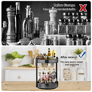 Kibuhain Lazy Susans Organizer Round Turntable Spice Rack, 10Inch Dia Non-Skid Cabinet Organizer, 360° Rotating Spice Jars Organizer & Holder for Kitchen, Bathroom, Living Room