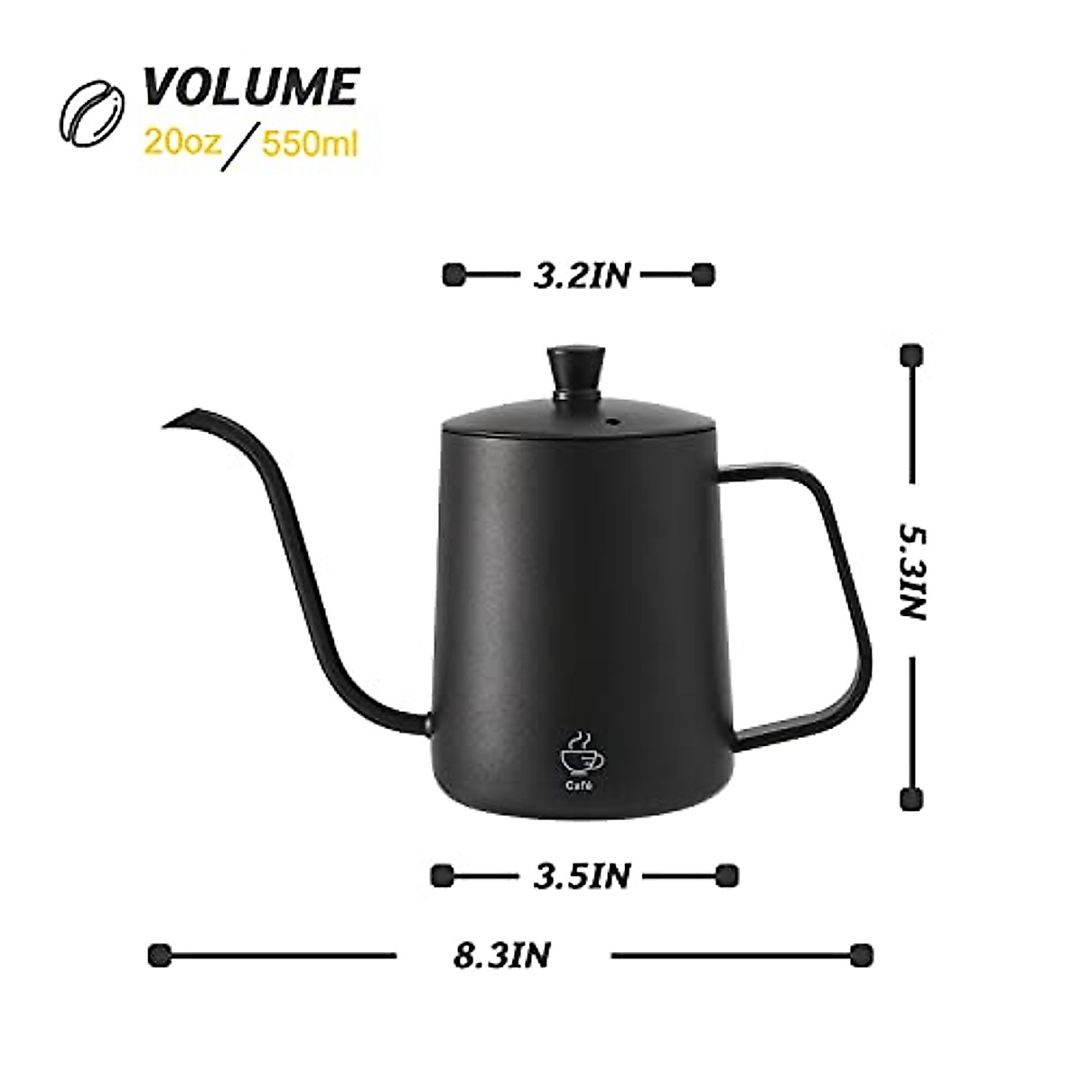 VEVOK CHEF Pour Over Coffee Kettle Mini 20 OZ Gooseneck Kettle Spout Coffee Pots Drip Coffee Maker Kettle Long Narrow Stainless Steel Pour Over Kettle