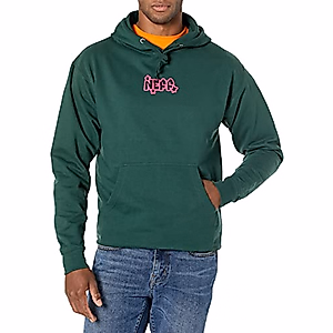 Neff Men's Graphic Groovy Logo Skater Pullover Hoodie Sweatshirt, Emerald Green/Hot Pink, X-Large
