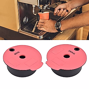 BstXqty Coffee Capsule, Reusable Coffee Capsule Cup with Removable Filter Pink Capsule Filter Bottom Grooves with Unique Sealing Design for Most Coffee Machines(60ml)