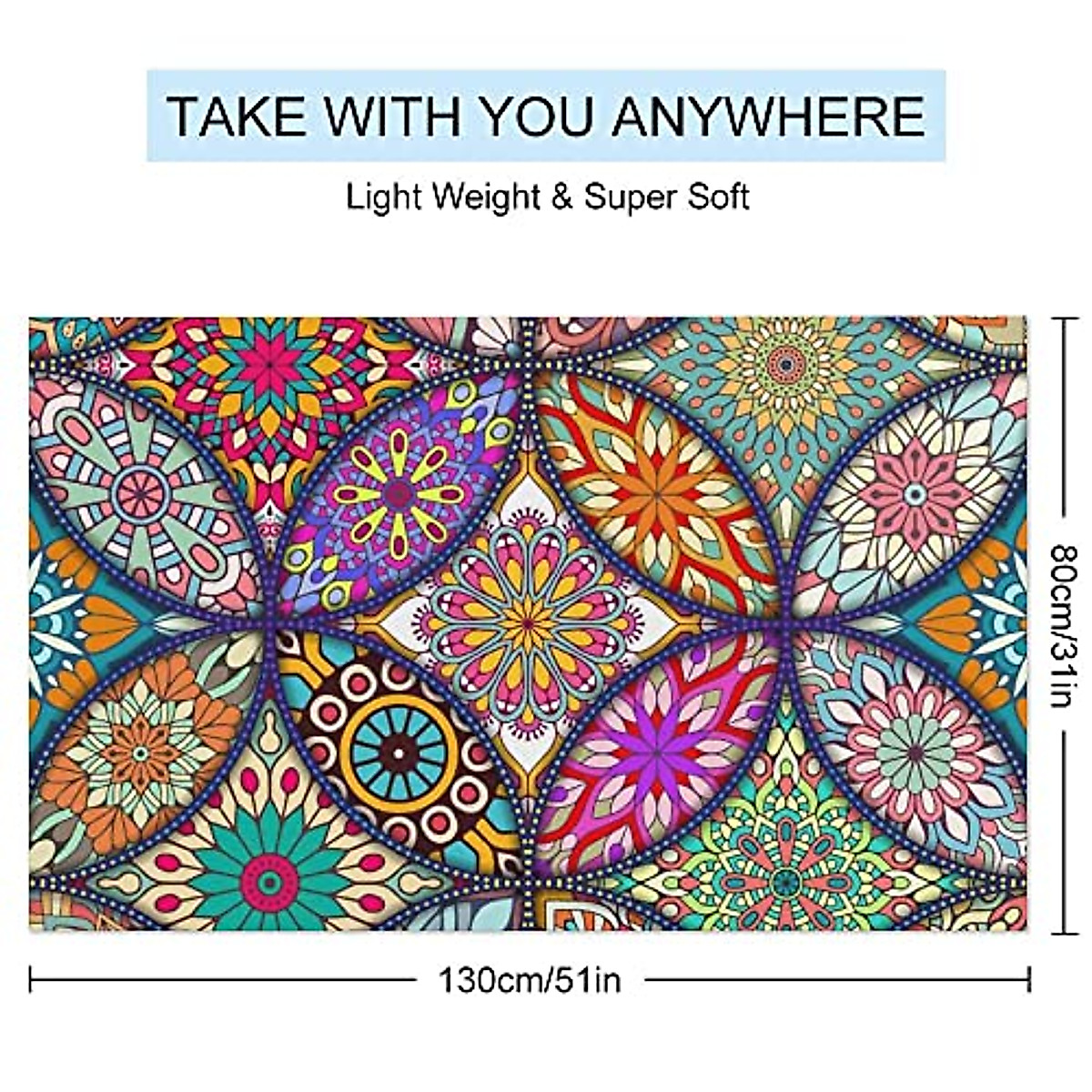 My Little Nest Bath Towels Quick Dry Bathroom Towels Abstract Boho Flowers Mandala Absorbent Shower Towels Soft Hand Towel Wash Cloths for Spa Pool Hotel Gym 31" x 51"