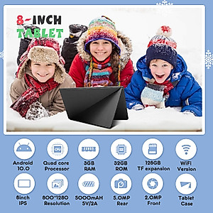 DUODUOGO Android 10.0 Tablets 3GB RAM 32GB ROM 128GB Extended, 4 Core 1.6Ghz CPU, Dual Camera, 8 Inch WiFi Tablet PC (Gray)