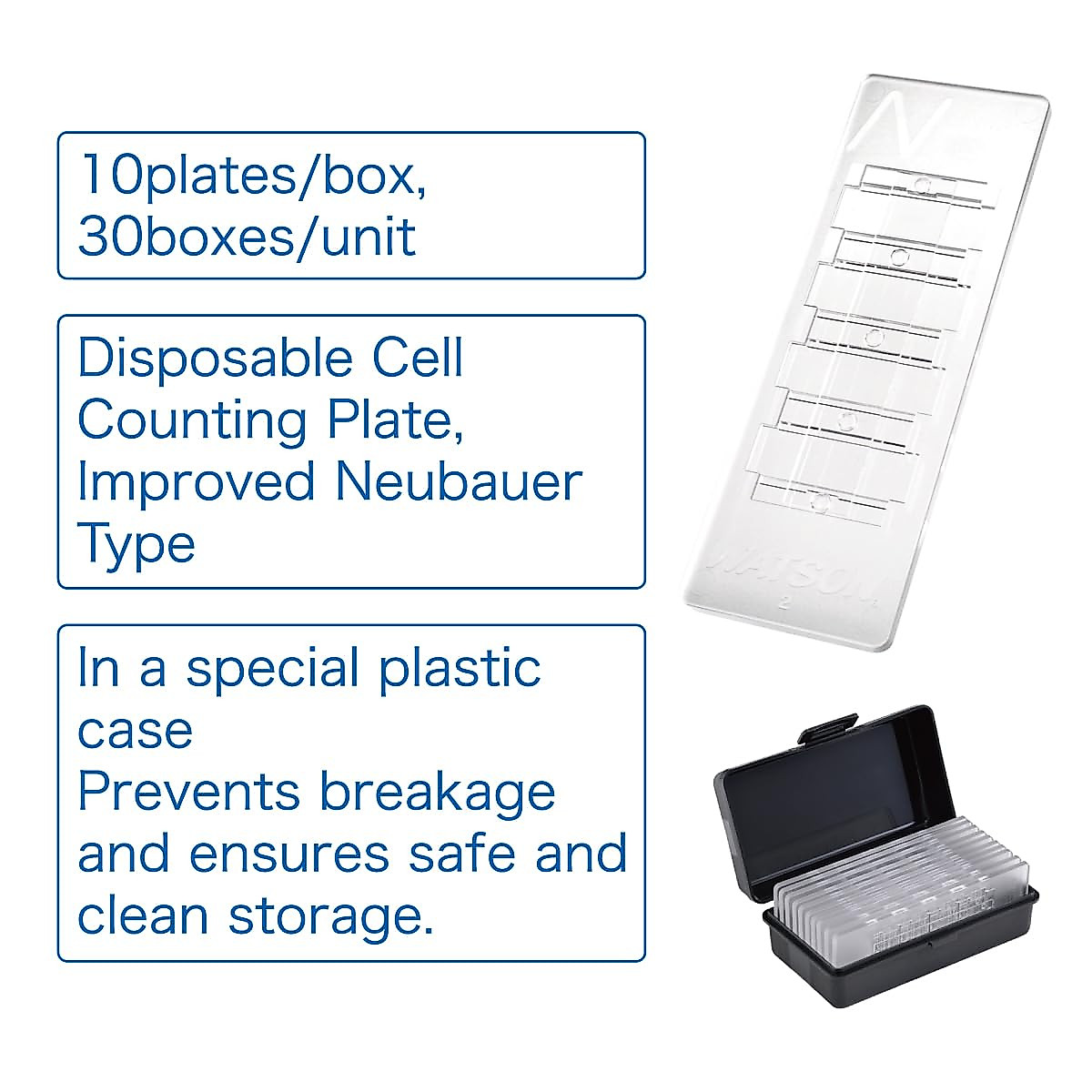 177-112C, Disposable Haemocytometer Plate, Improved Neubauer Type, 10plates/Box
