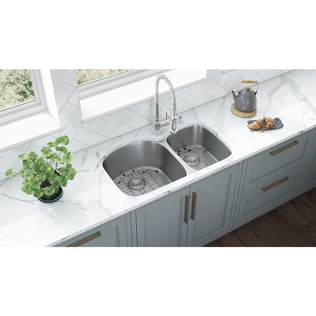 Ruvati 34-inch Undermount 60/40 Double Bowl 16 Gauge Stainless Steel Kitchen Sink - RVM4600