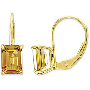 14K Yellow Gold Orange Citrine Drop Dangle Earrings Gemstone November Birthstone Jewelry