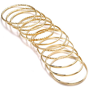 Aonklot Indian Bangles for Women Gold Stackable Bangle Bracelets Set Layers Bohemica Bracelets Multi Cuff Bangle Bracelet Wedding Jewelry for Women Girls