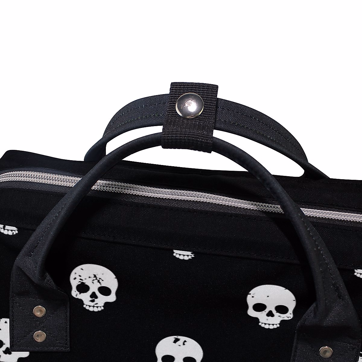 My Little Nest Large Capacity Diaper Bag Black White Skulls Pattern Durable Multi Function Travel Backpack for Mom Girls