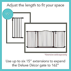 Toddleroo by North States 72” wide Deluxe Décor Baby Gate: Sturdy safety gate with one hand operation. Hardware Mount. Fits 38.3 - 72” Wide. (30" Tall, Matte Bronze)