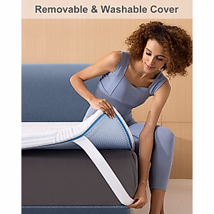 BedStory 4 Inch Memory Foam Mattress Topper Full, Gel Copper Infused Bed Toppers, Medium Firm Foam Mattress Topper with Removable Cover