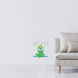 Cute Music Frog Stickers Toilet lid Stickers Wall Decals Animal Wall Stickers for Bedroom Wall Art Mural for Living Room Kids Room Wall Decor