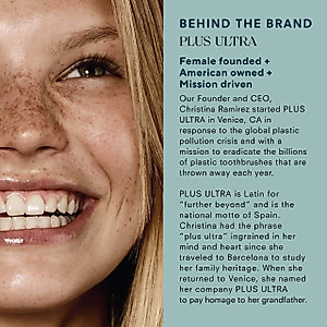 Plus Ultra Bamboo Toothbrush - BPA Free Soft Bristle Toothbrush for Adults - Dentist-Approved All-Natural Toothbrush with Brush Smile Repeat Etched on Handle