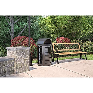 Suncast Commercial 35 Gallon Metal Outdoor Trash Can, Black