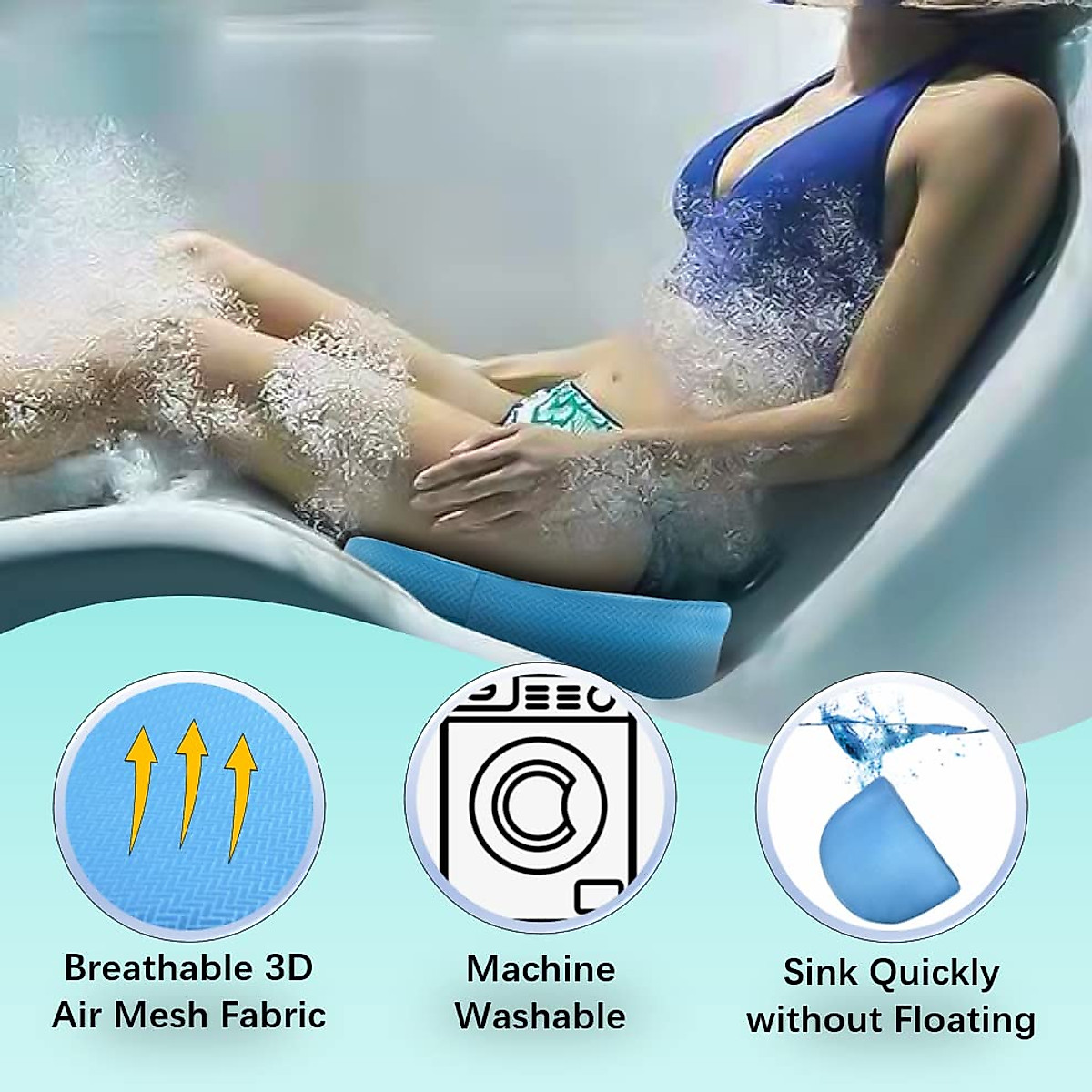 Joe & JoseRin Hot Tub Booster Seat with Non-Slip Micro Dot Bottom, Weighted Spa Booster Seat Cushion with 3D Air Mesh Cover for Adults and Kids, Quick Drying Hot Tub Accessories for Indoor or Outdoor