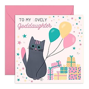 CENTRAL 23 - Cute Birthday Cards for Her - 'To My Lovely Goddaughter' - Cat Birthday Card - Goddaughter Birthday Card - Fun Birthday Cards for Women - Comes with Fun Stickers