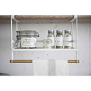 Yamazaki Home Undershelf Shelf Spice Rack-Kitchen Storage, Cabinet Organizer | Plastic + Wood, One Size, White