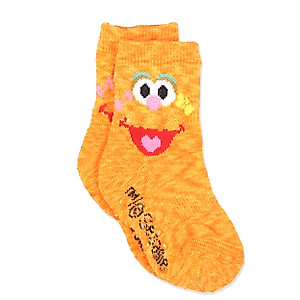 Sesame Street Elmo Boys Girls Multi Pack Crew Socks with Grippers (2-3T, Abby Zoe 6 pk)