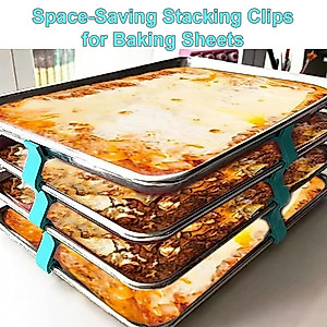 Venyieys Universal Baking Sheet Pan Stackers, Baking Sheet Stacking Clips, Sheet Pan Stacking Clips, Reusable Cookie Tray Stacker Clips, Space-Saving Tray Stackers, For Freeze Dryer Trays (4*Black)