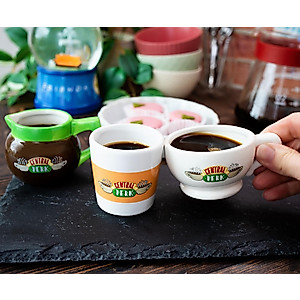 Silver Buffalo Friends Central Perk Logo 3pc Ceramic 3D Sculpted Mini Cup Set, Perfect as a Sugar, Cream, or Milk set, 3.5 Ounces