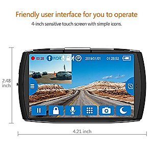 Z-Edge Dual Dash Cam 4.0" Touch Screen Front and Rear Dash Cam FHD 1080P with Night Mode, 32GB Card Included,155 Degree Wide Angle, WDR, G-Sensor, Loop Recording, Support 256GB Max