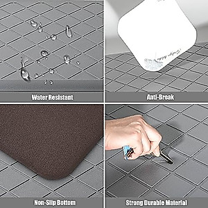 WEZVIX Cushioned Kitchen Mat 2 PCS, Anti Fatigue Kitchen Rugs, Heavy Duty Kitchen Rugs and Mats Non-Skid, Ergonomic Comfort Foam Kitchen Floor Mat for Home, Office, Sink, Laundry - Grey