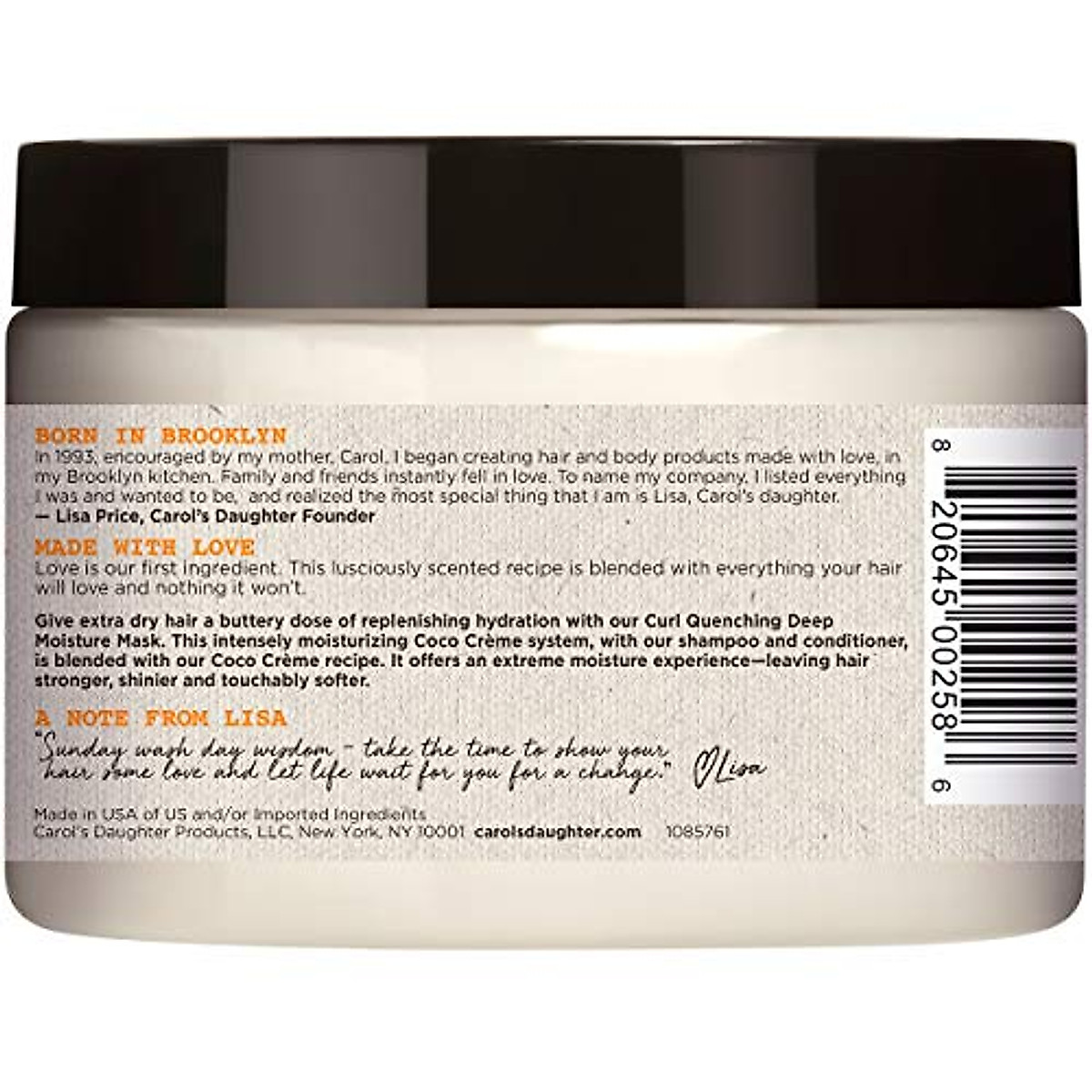 Carol's Daughter Coco Creme Hair Mask for Very Dry Hair with Coconut Oil and Mango Butter, 12 oz