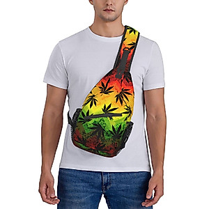 JSHXJBWR Marijuana Leaves Cannabis Plant Unisex Sling Backpack Crossbody Shoulder Bags For Men Women Small Daypacks Chest Bag With Adjustable Strap Hiking Travel Runners Gym Sport Outdoor Cycling